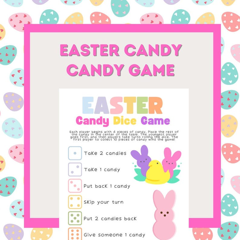 Printable Easter Candy Dice Game - Etsy