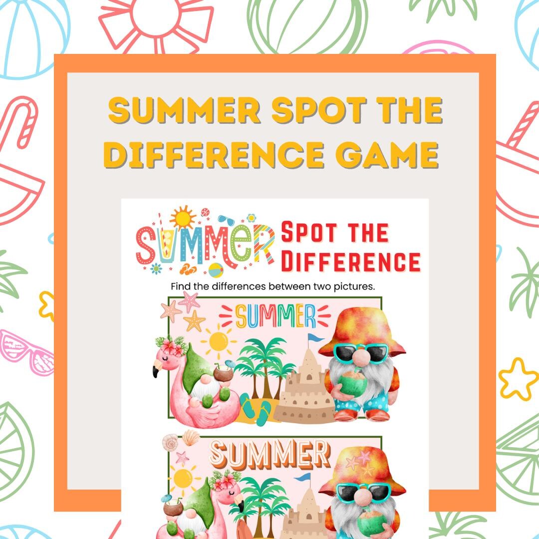 Printable Summer Spot the Difference Game - Etsy