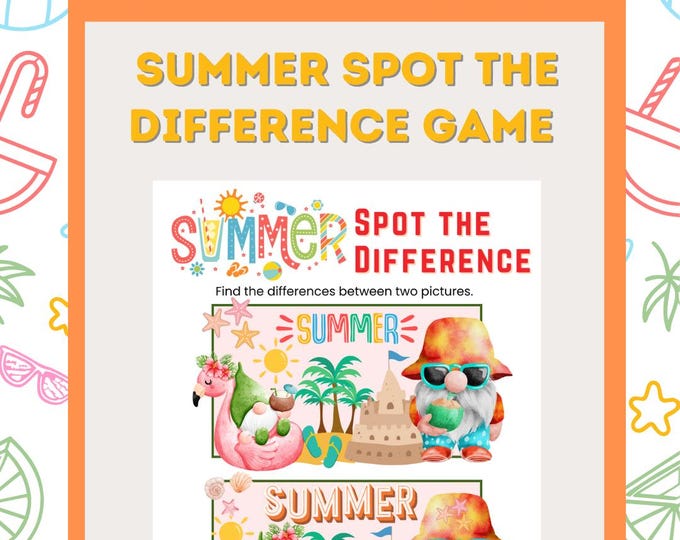 Summer- Spot the Differences Activity - Etsy Canada