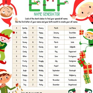 Elf-tastic Printable Christmas Elf Name Generator Worksheet - Etsy