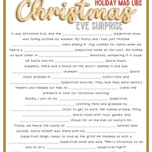 Printable Christmas Mad Libs Game - Etsy
