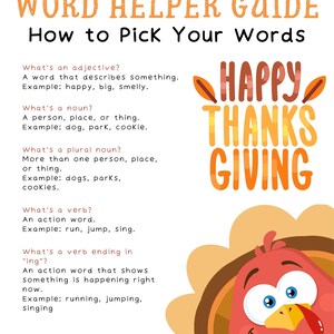 Printable Thanksgiving Mad Libs Game - Etsy