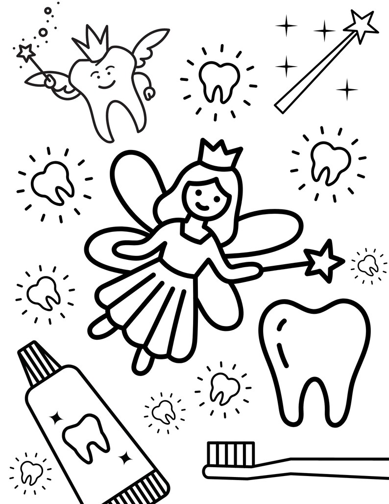 Tooth Fairy Coloring Pages - Etsy