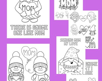 Gnome Coloring Page for Mother's Day - Etsy