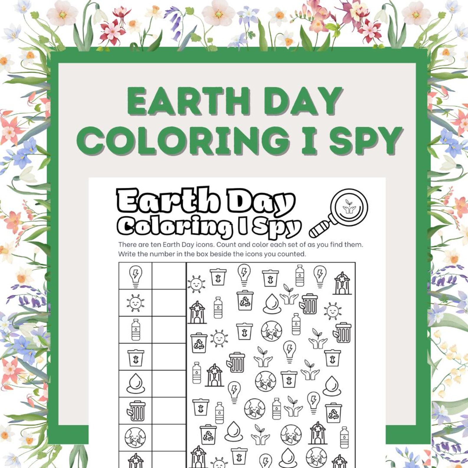 Printable Earth Day I Spy Coloring Game - Etsy