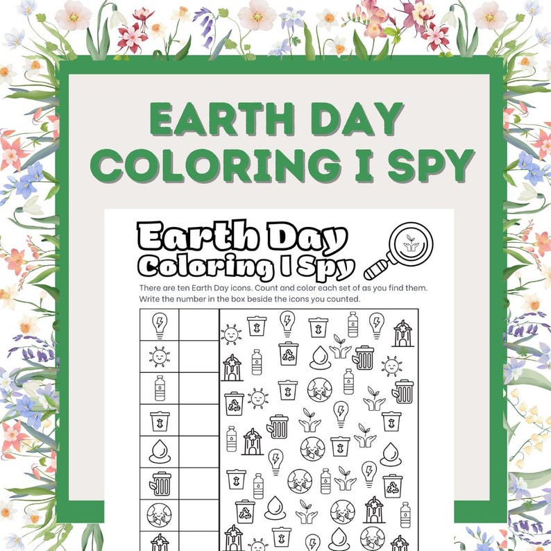 Printable Earth Day I Spy Coloring Game - Etsy