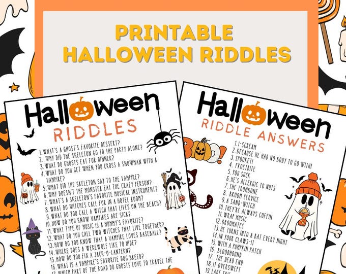 Halloween Printable, Kid's Halloween Printable, Riddle Me This ...