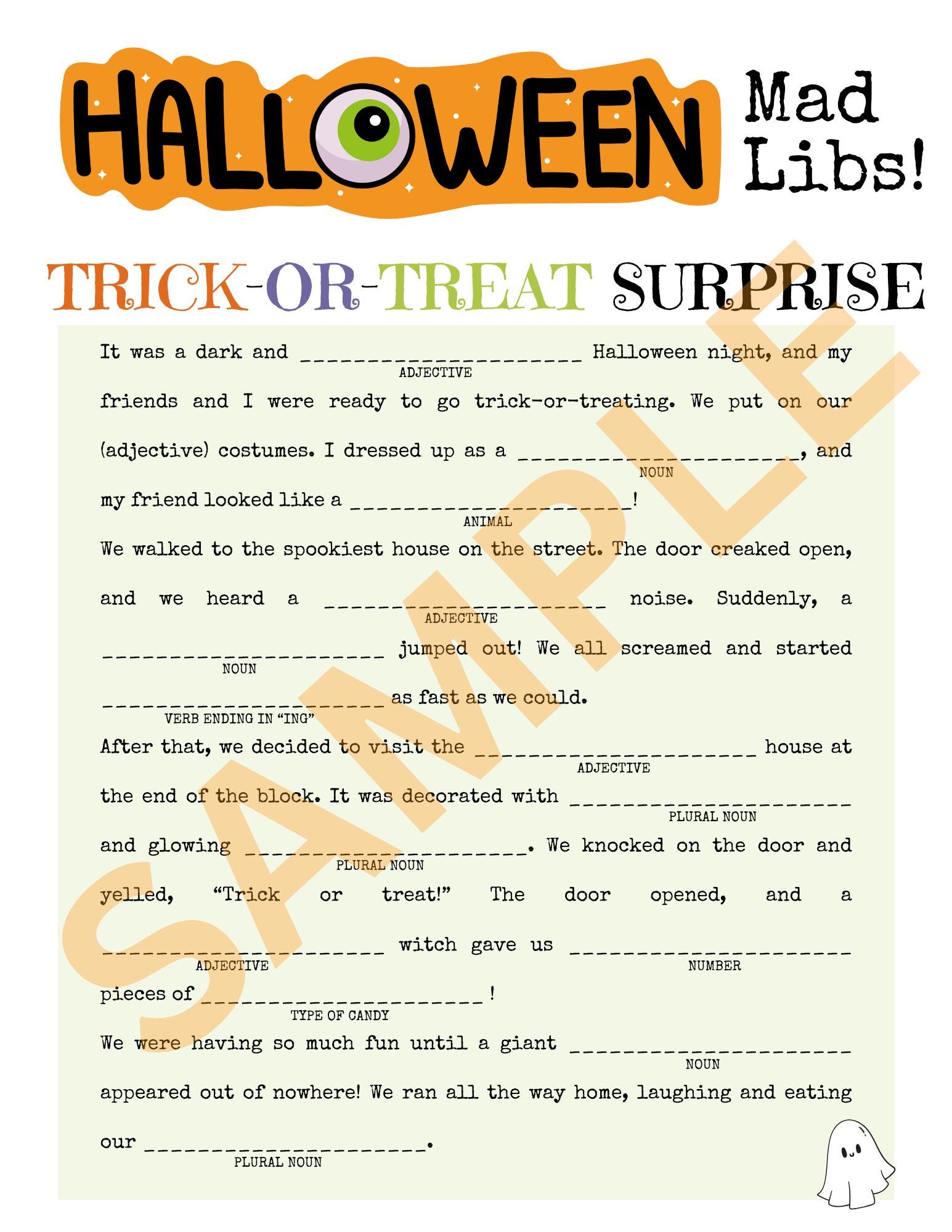 Halloween Mad Libs Game - Etsy