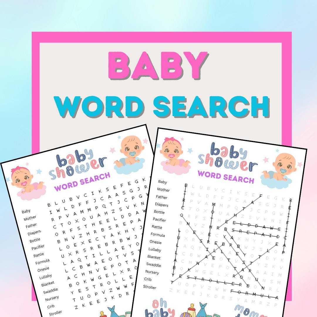 Printable Baby Word Search - Perfect for Baby Showers! - Etsy