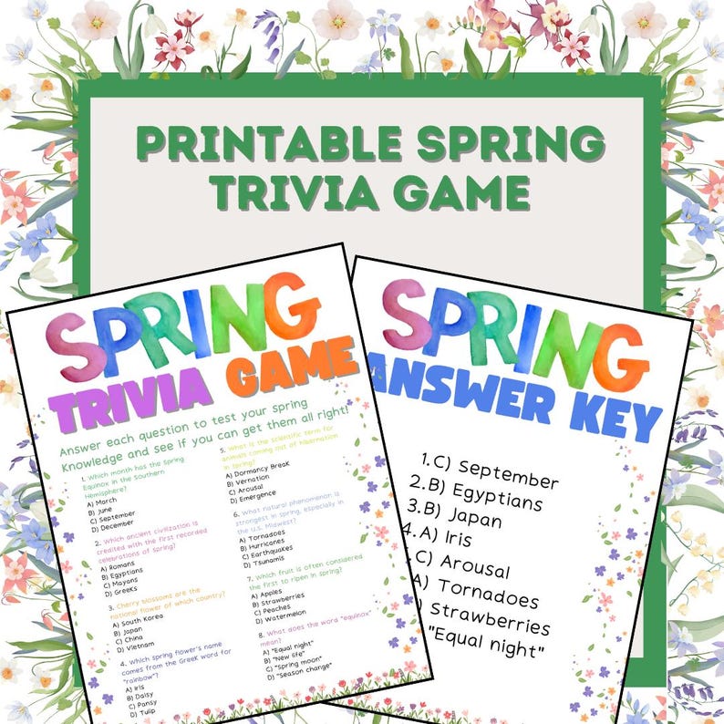 Printable Spring Trivia Game With Answer Key - Etsy