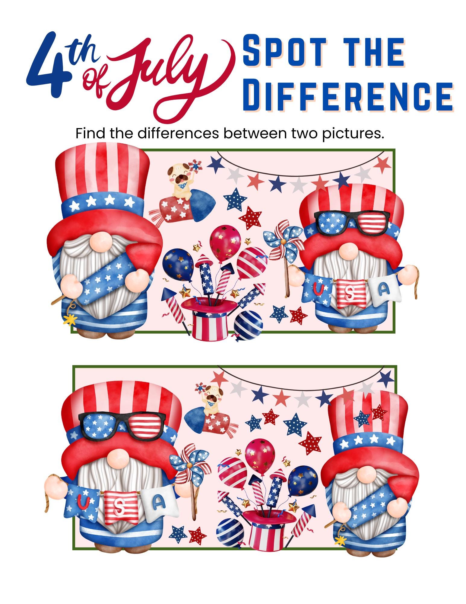 Fourth of July Spot the Difference - Etsy