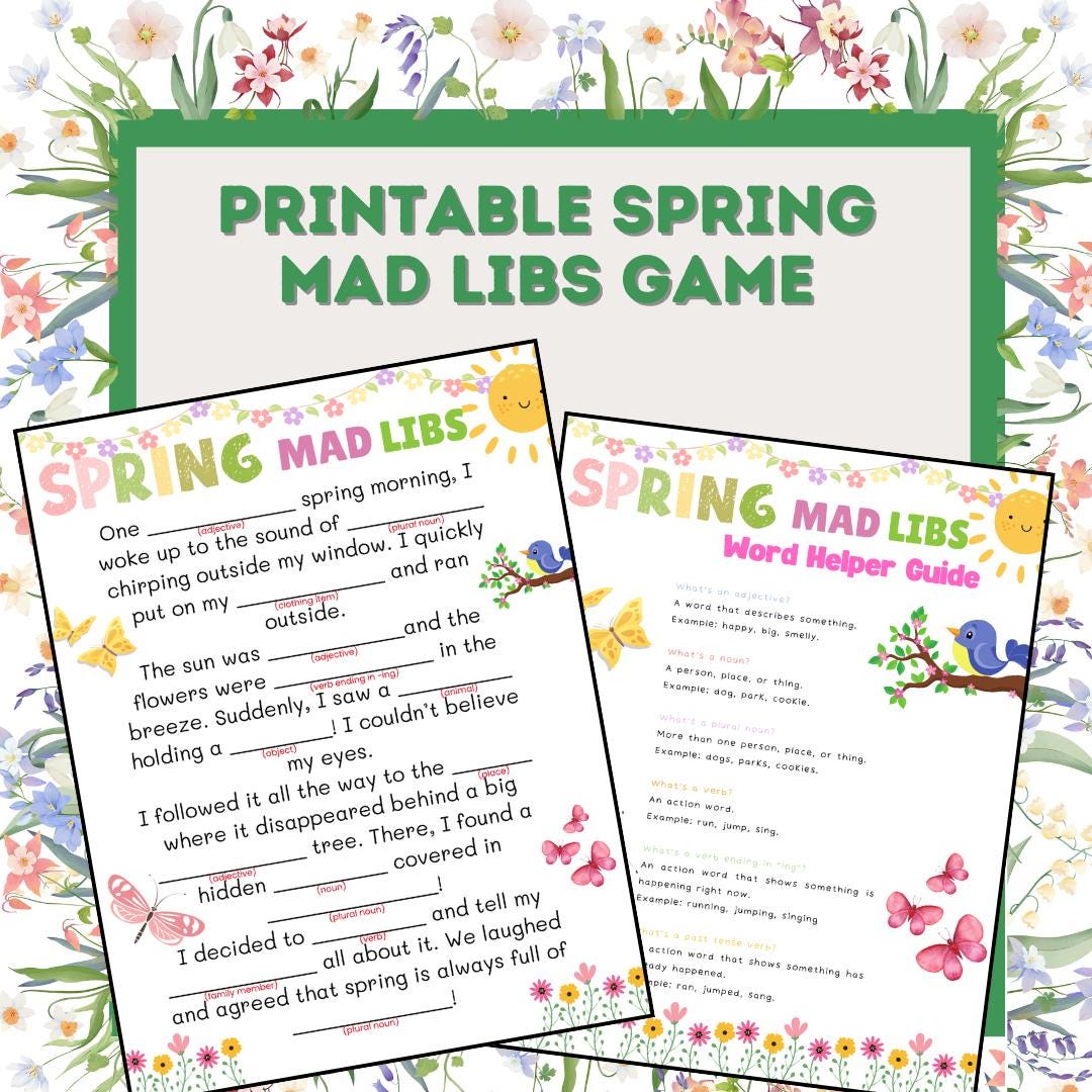 Printable Spring Mad Libs Game - Etsy