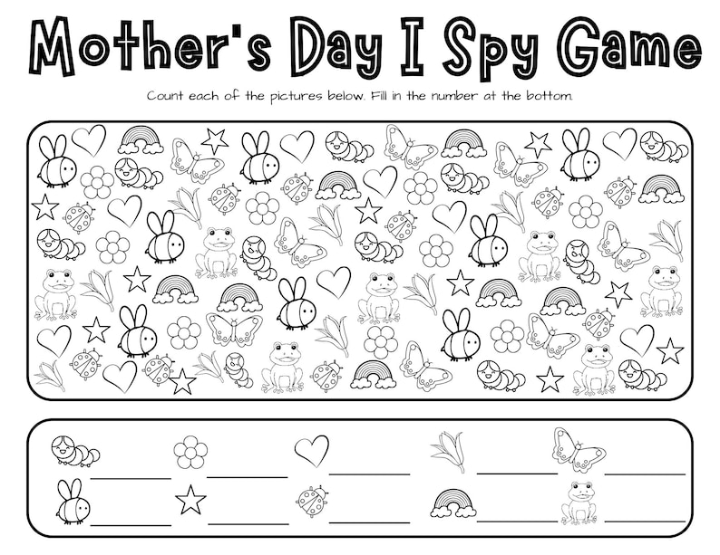 Printable Mother's Day I Spy Coloring Page - Etsy Australia
