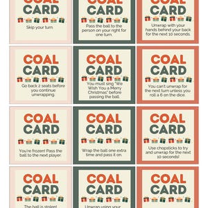 Christmas Saran Wrap Game With Challenge and Coal Cards - Etsy