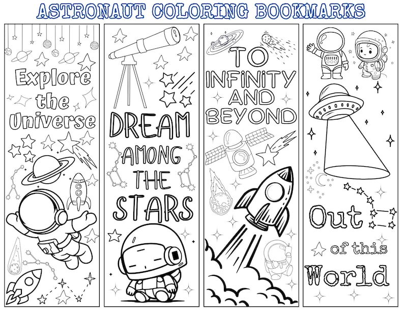Printable Coloring Space Bookmarks - 4 Designs for Your Little ...