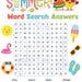 Printable Summer Word Search and Answer Key - Etsy