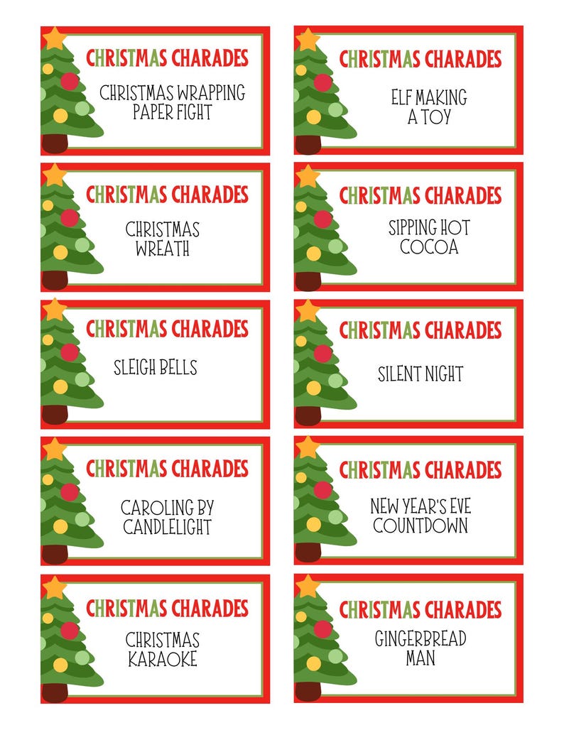 Printable Christmas Charades Game - Etsy