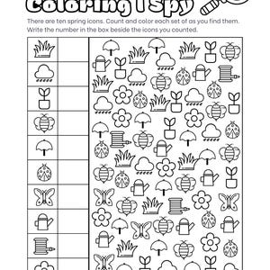 Printable Spring I Spy Coloring Game - Etsy
