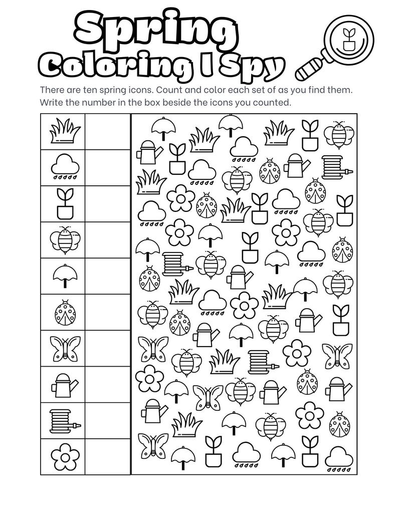Printable Spring I Spy Coloring Game - Etsy