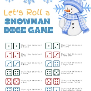 Printable Roll a Snowman Game - Etsy