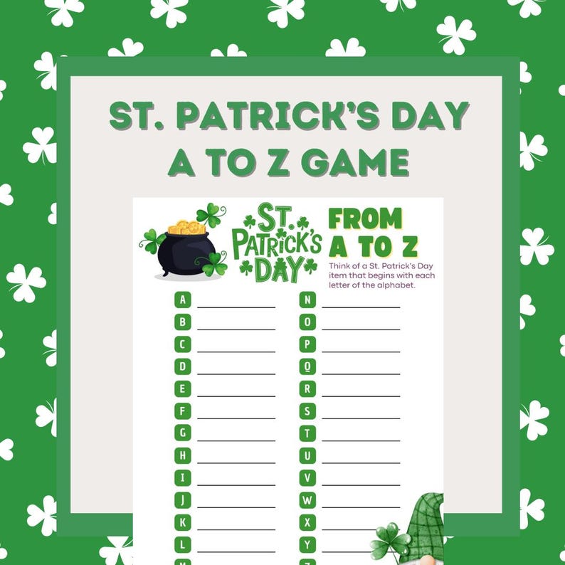 Printable St. Patrick's Day A to Z Game - Etsy
