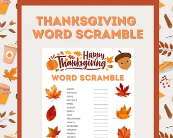 Thanksgiving Word Scramble Game, Holiday Word Scramble, Printable Word ...