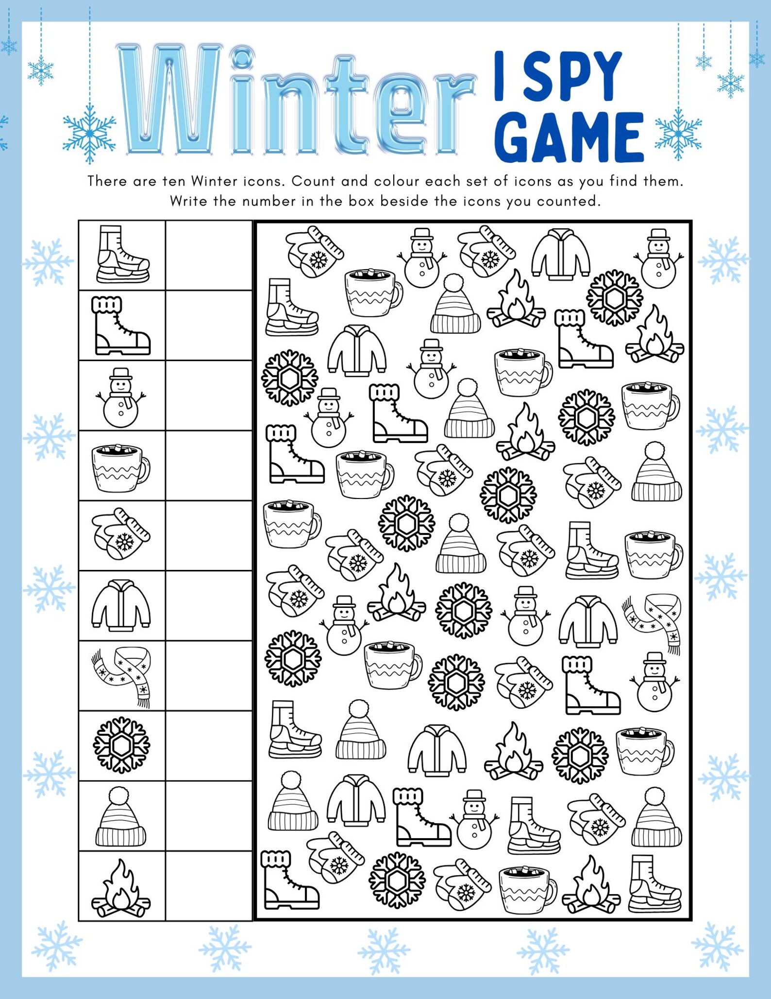 Printable Coloring Winter I Spy Game - Etsy