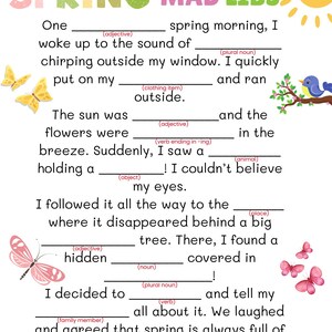 Printable Spring Mad Libs Game - Etsy