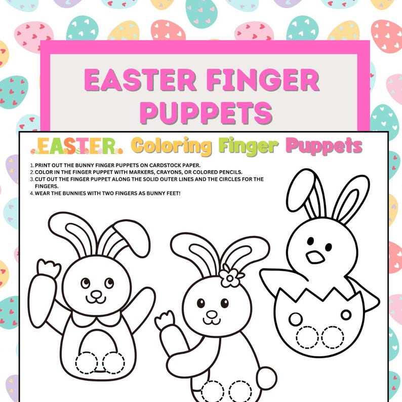 Printable Coloring Easter Finger Puppets - Etsy