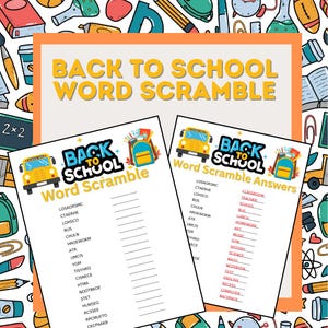 Printable Back to School Word Scramble With Answer Key - Etsy
