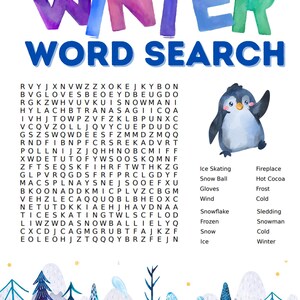 Printable Winter Word Search - Etsy