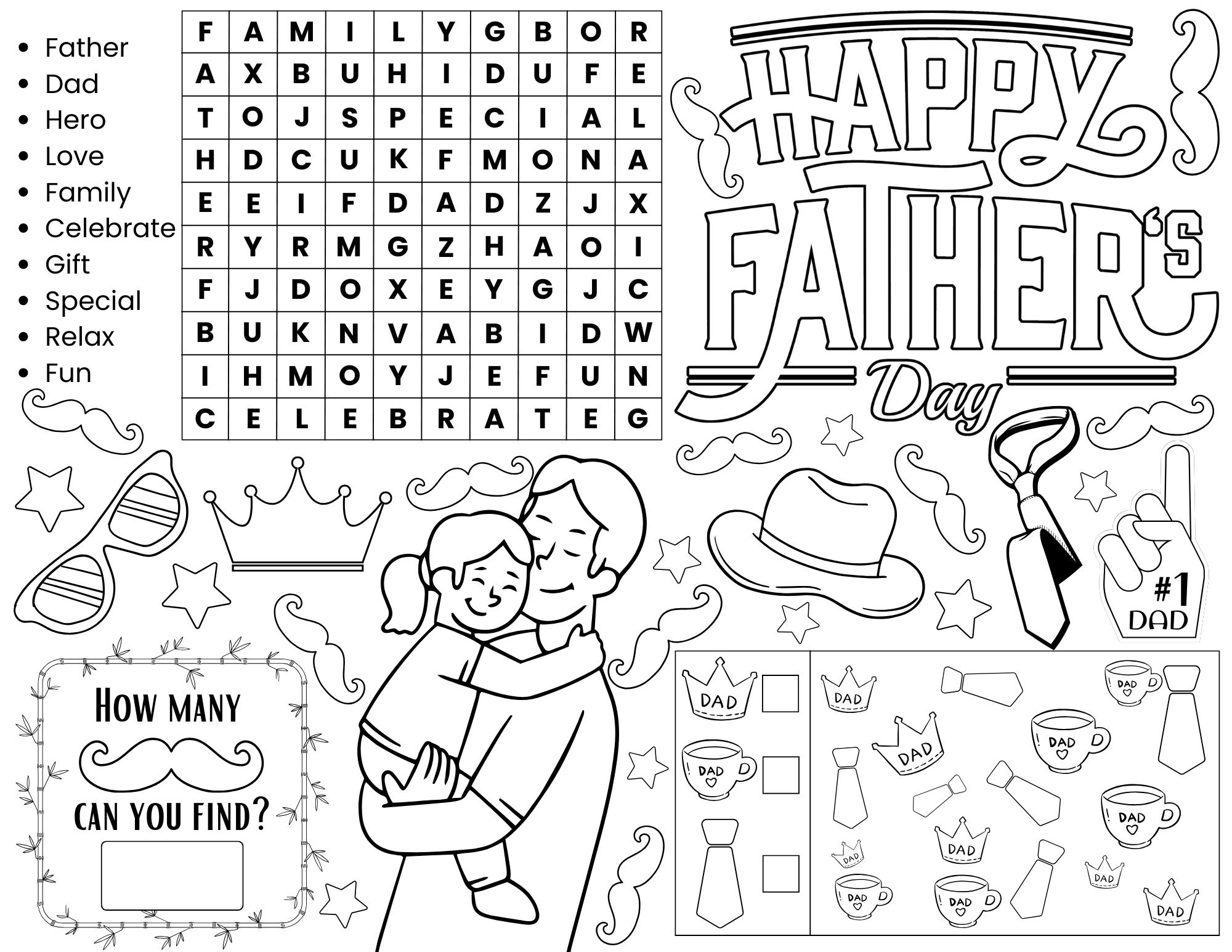 5 Printable Father's Day Activities Pages PLUS Game Answer Keys - Etsy