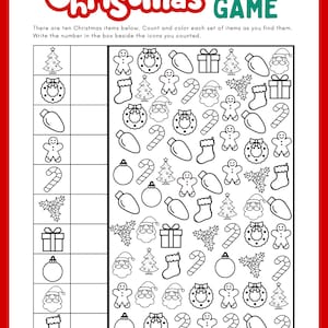 Printable Coloring Christmas I Spy Puzzle - Etsy