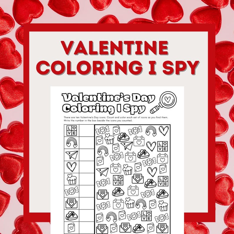 Printable Valentine's Day I Spy Coloring Game - Etsy