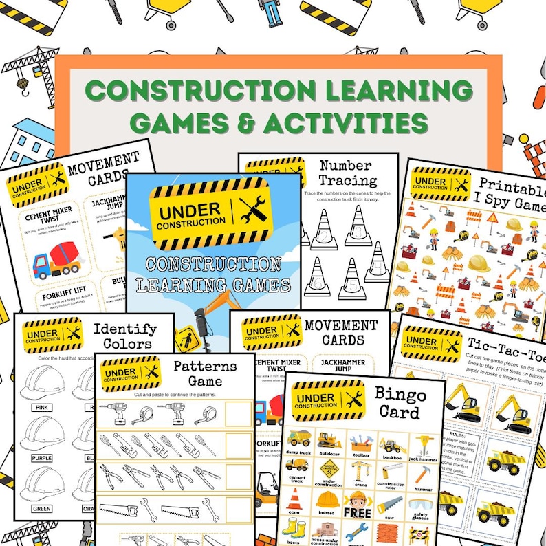 Printable Construction Learning Games and Activities - 45 Pages of ...