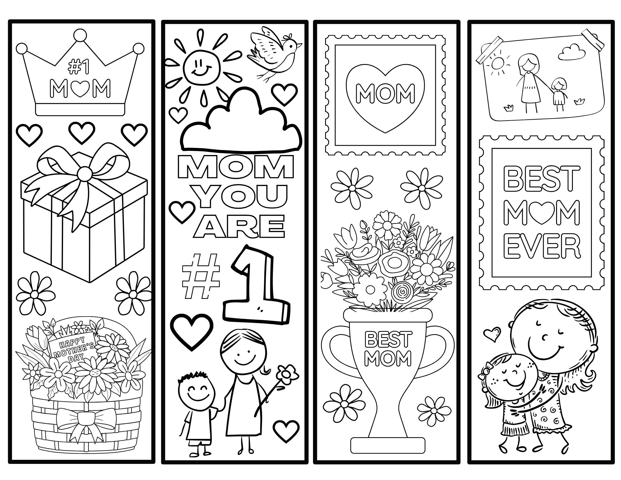 Printable Mother's Day Coloring Bookmarks - 8 Designs to Choose From - Etsy