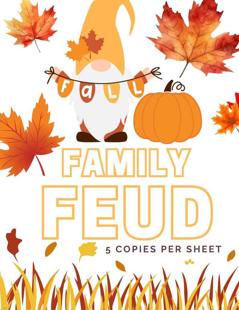 Printable Fall Family Feud Game - 26 Pages Perfect for Fall Party ...