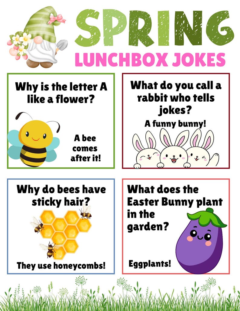Printable Spring Lunch Box Jokes for Kids - Etsy