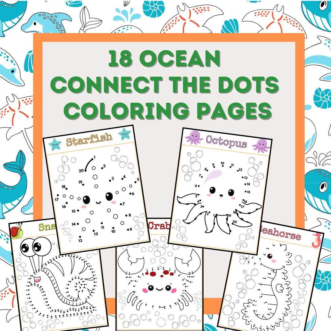 Printable Sea Life Ocean Color by Number Coloring Pages - 18 Sheets of ...