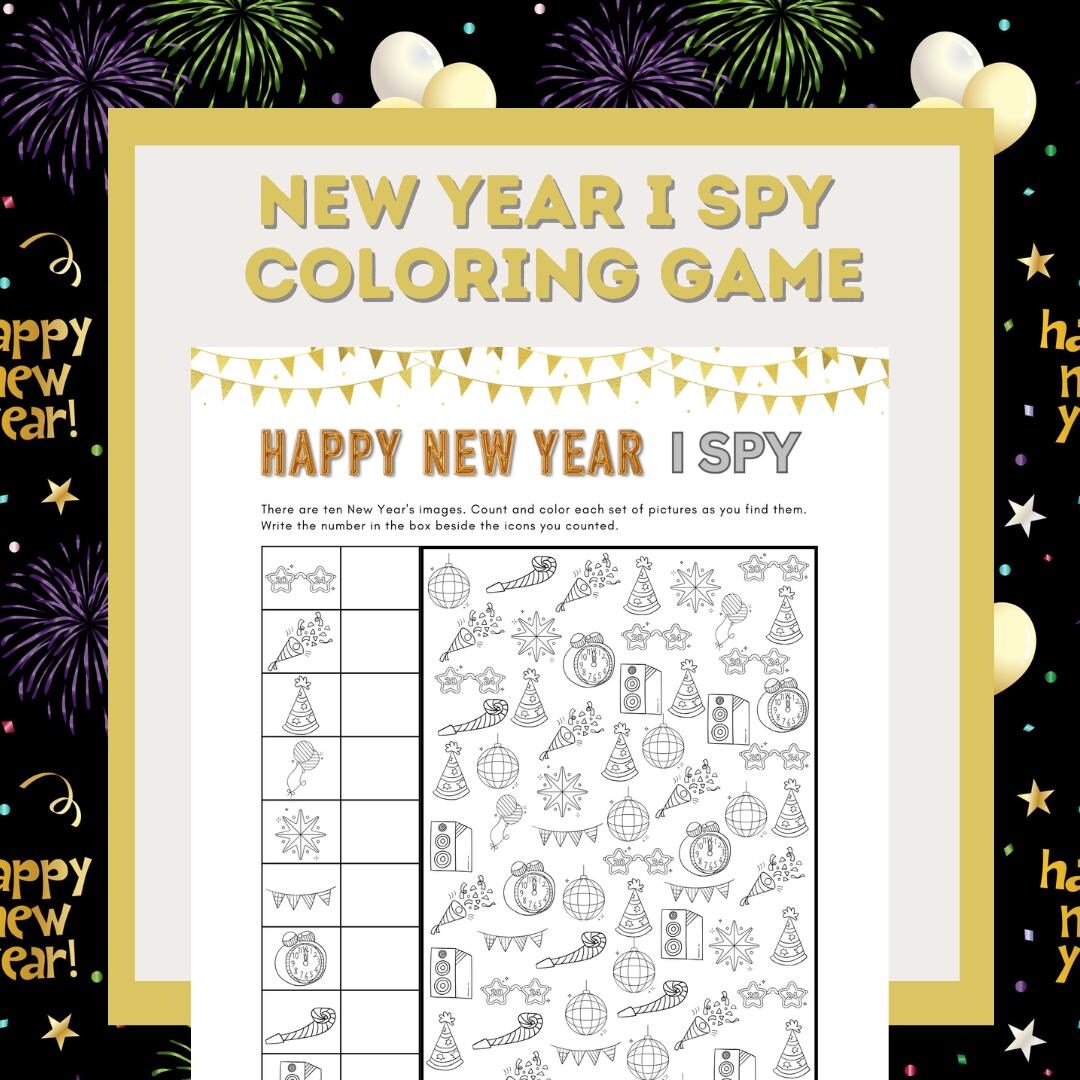 Printable Coloring New Year I Spy Game - Etsy