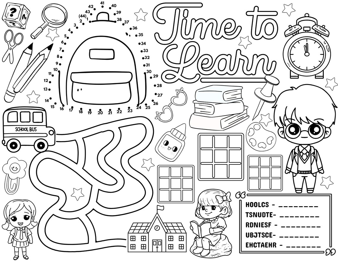 5 Printable Back to School Activity Pages (plus 1 Page Answer Key ...
