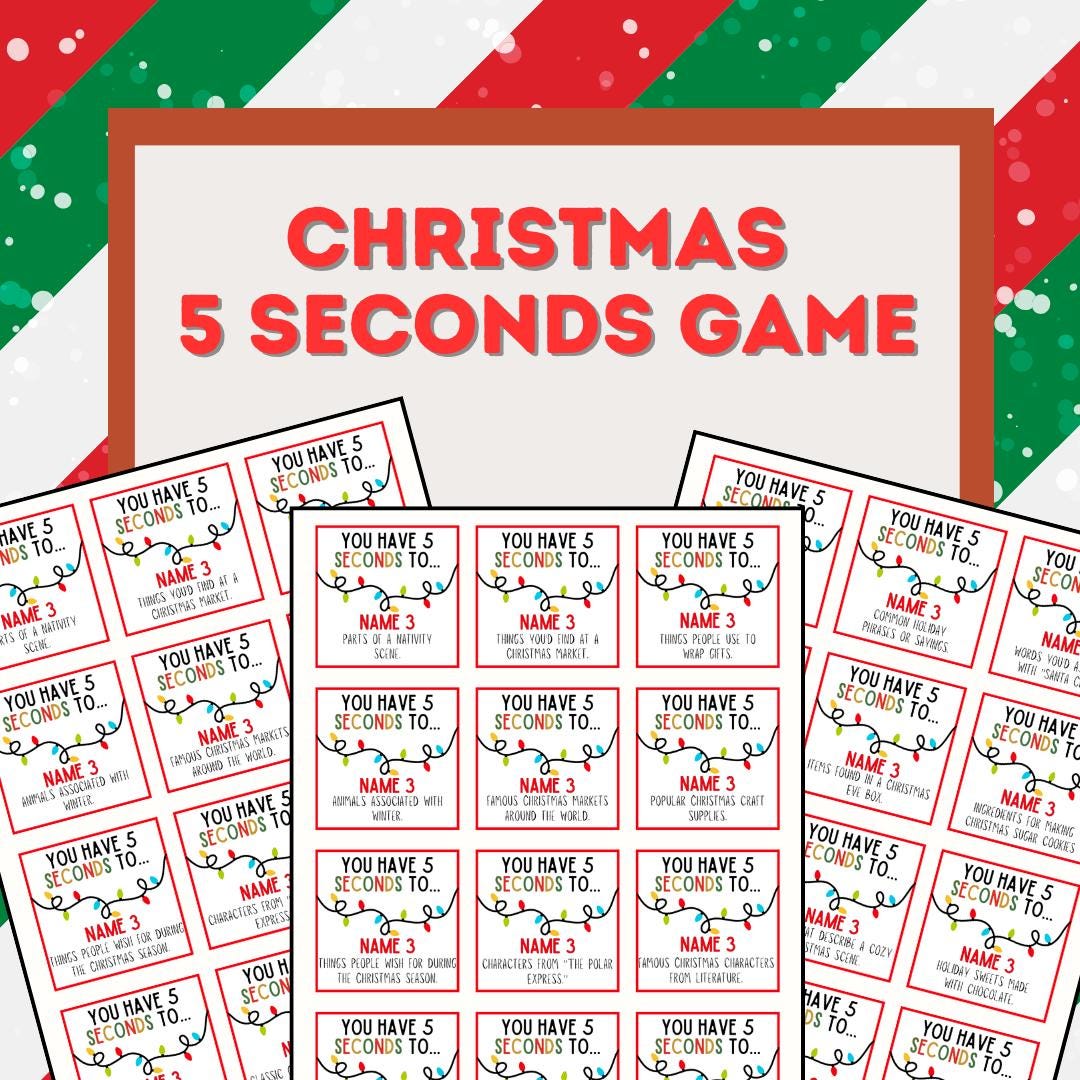 Printable Christmas 5 Seconds Game - Etsy