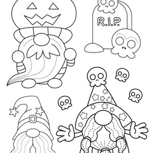 Halloween Gnomes Coloring Pages - Etsy