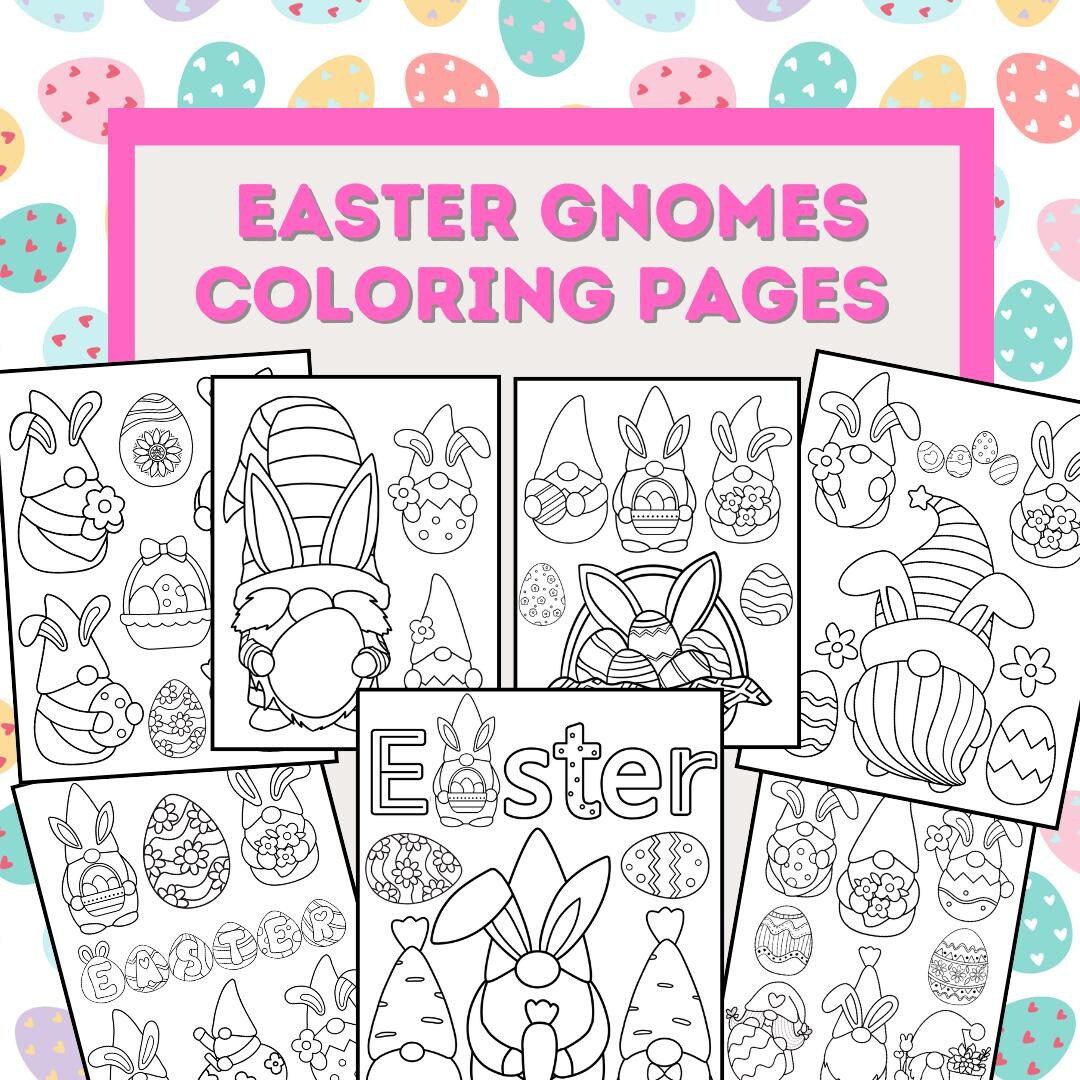 7 Printable Easter Gnomes Coloring Pages - Etsy