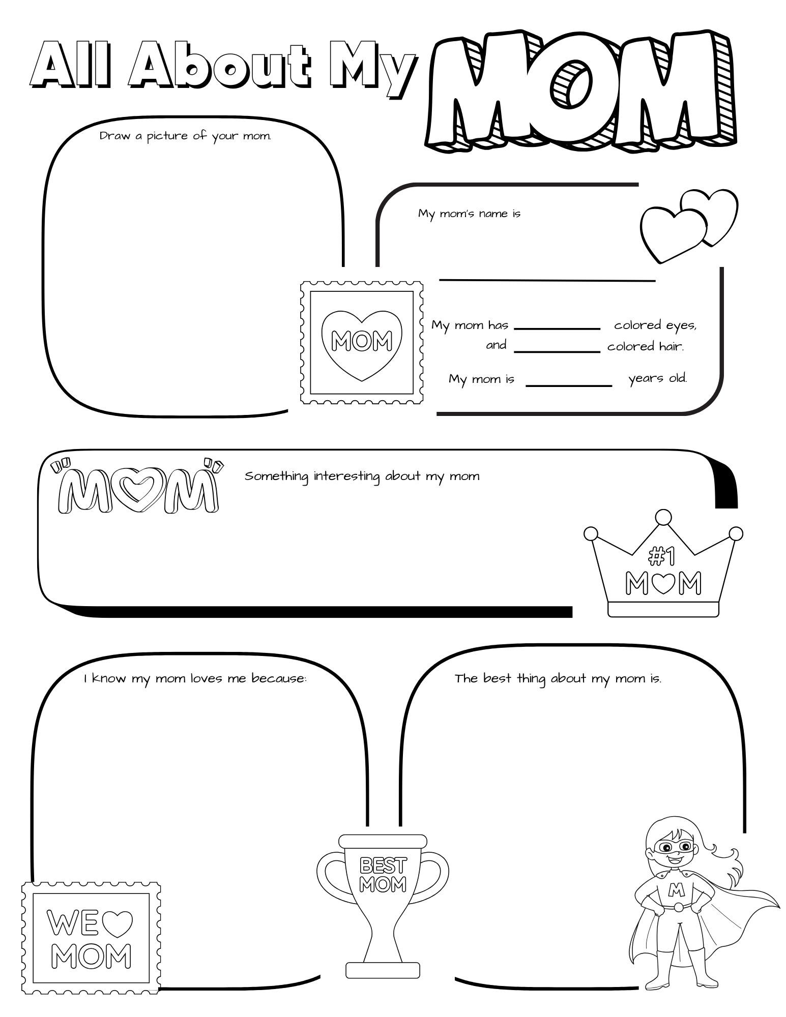 Printable All About My Mom Worksheet - Perfect for Mother's Day! - Etsy