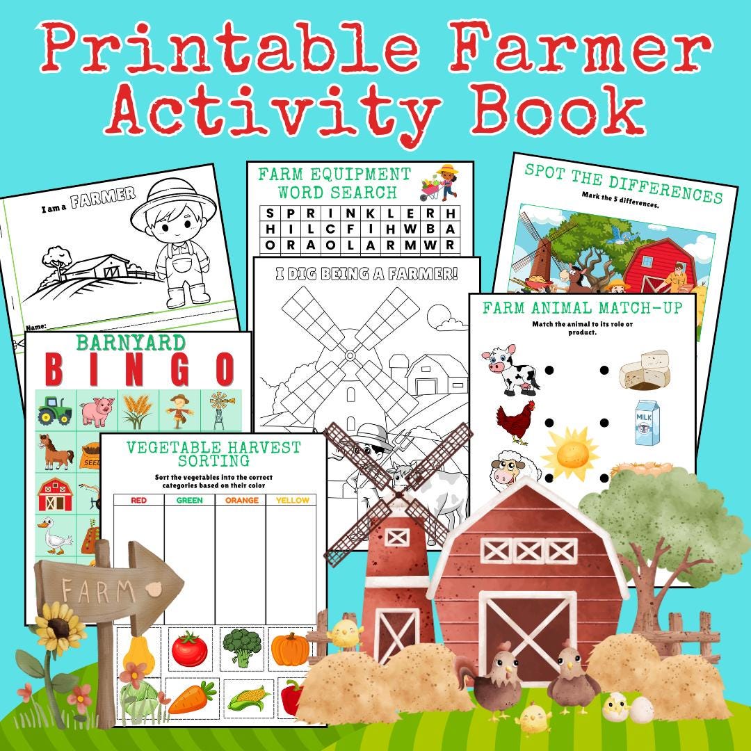 26 Page Printable Farmer Activity Pack - Includes Farming Word Search ...