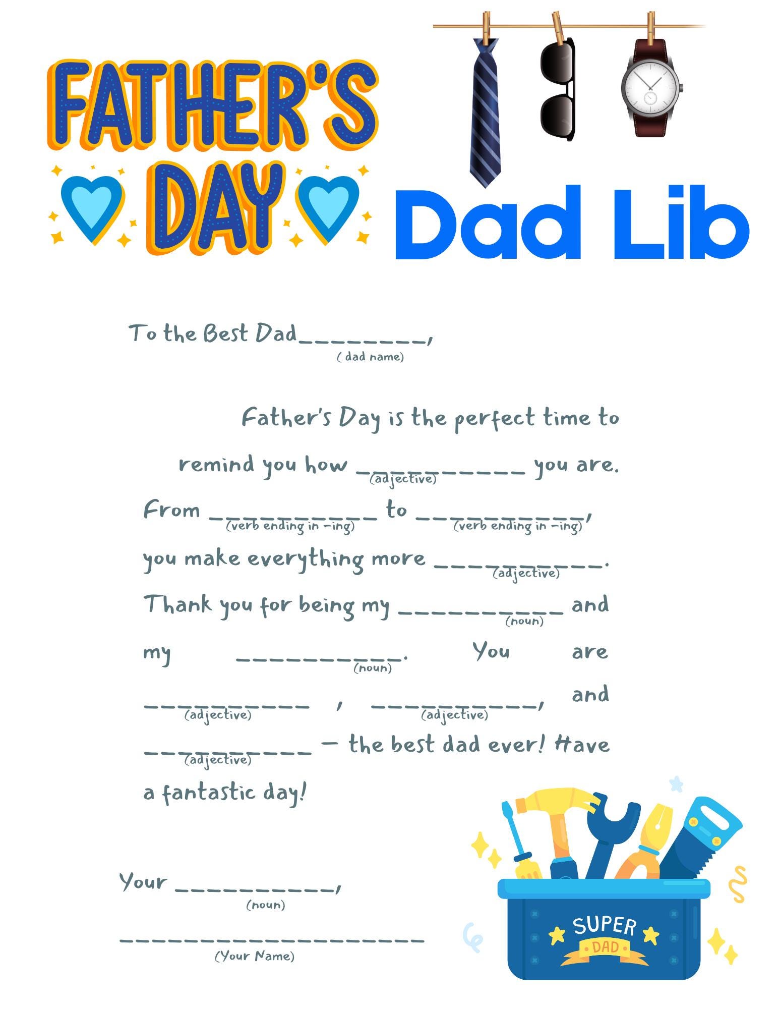 3 Printable Father's Day Mad Libs Games - 2 for Dad & 1 for Grandpa - Etsy