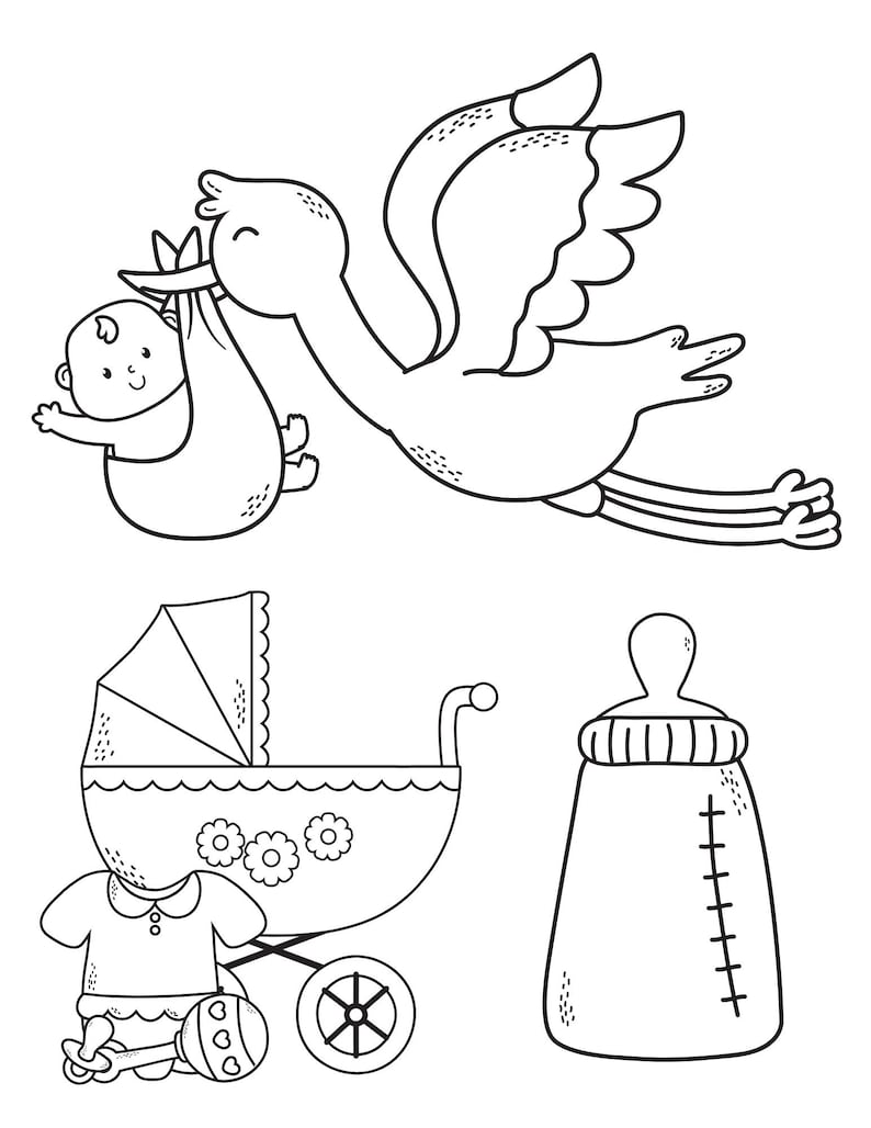 5 Printable Baby Coloring Pages - Perfect for Baby Showers! - Etsy