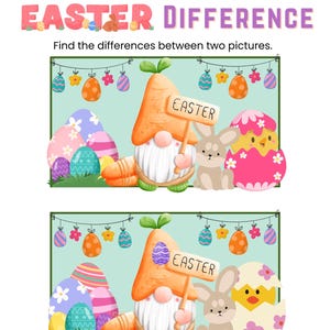 Printable Easter Spot the Difference Game - Etsy