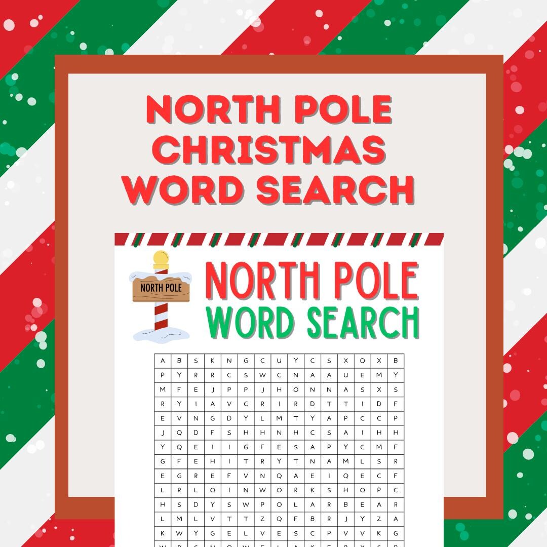 Printable North Pole Christmas Word Search Puzzle - Etsy